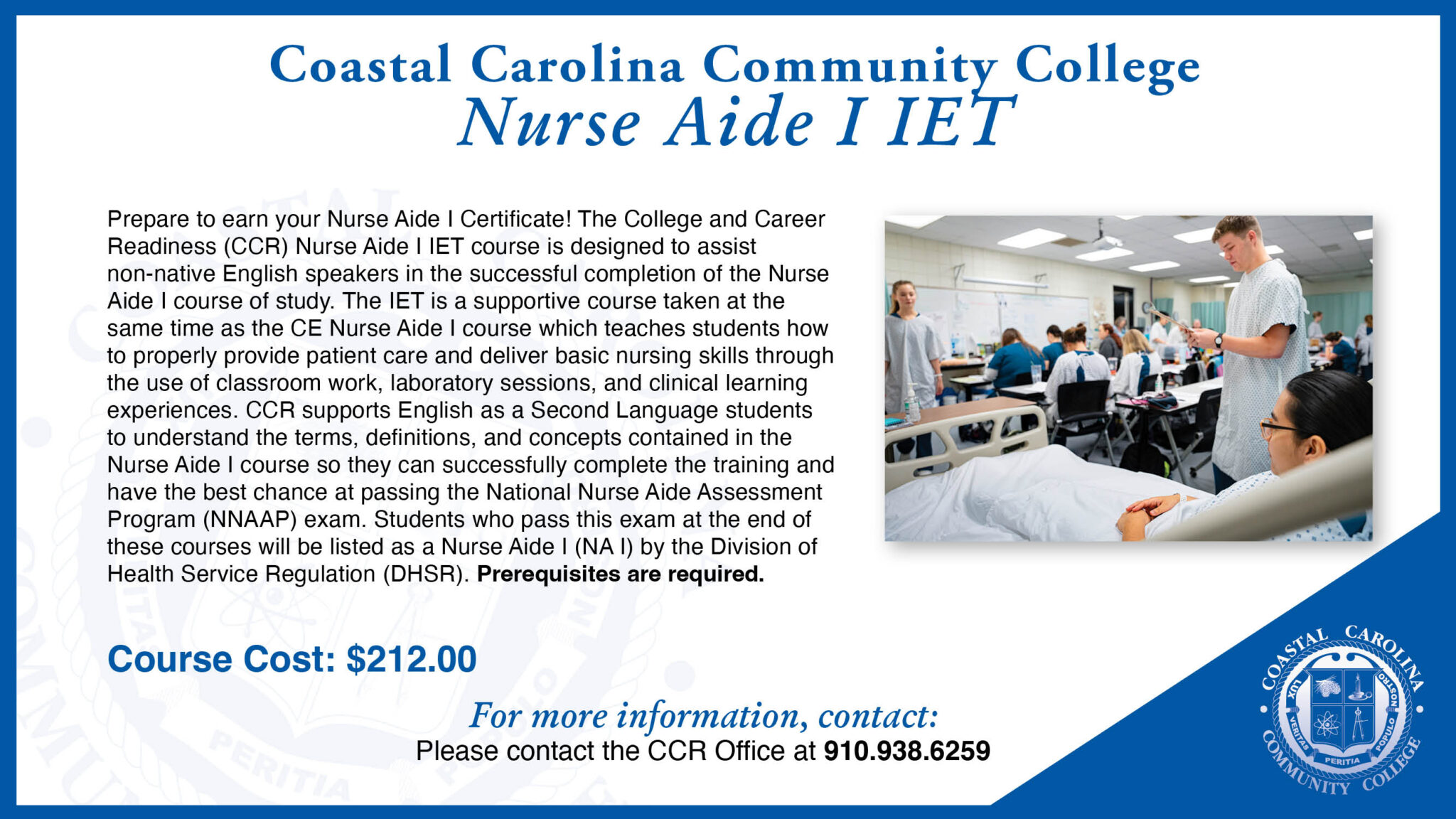 CCCC Nurse Aide I IET - Coastal Carolina Community College